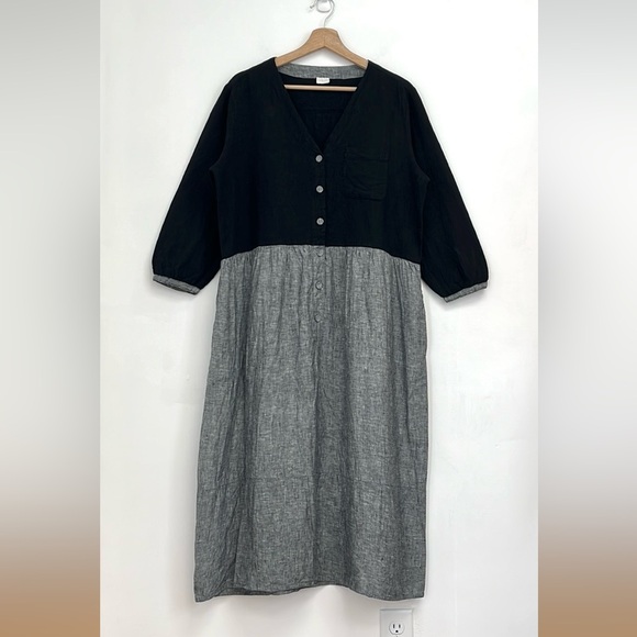 Poetry | Dresses | Poetry Contrast Panel Linen Vneck Modest Lagenlook ...